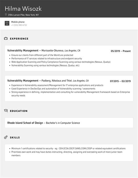 Vulnerability Management Resume Samples Velvet Jobs