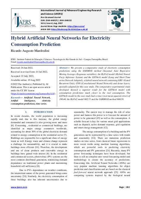 pdf hybrid artificial neural networks for electricity consumption