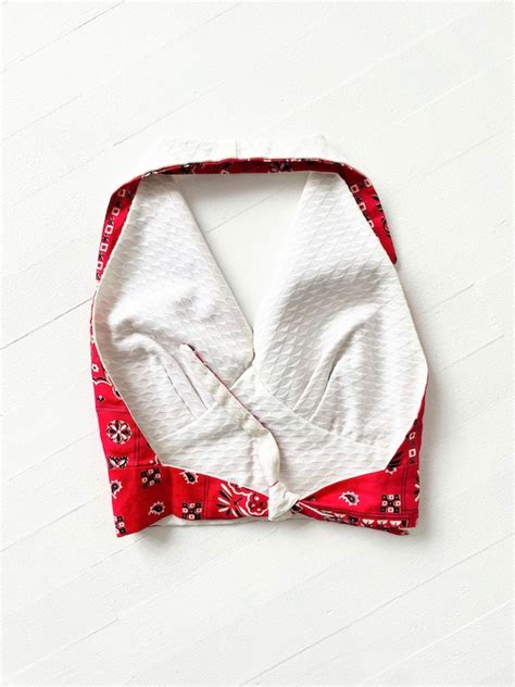 1950s Reversible Red Bandana Print Halter Top Gem