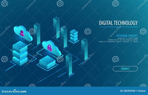 Isometric Big Data Flow Processing Concept Cloud Database Abstract