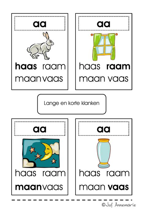 Kwartet Lange En Korte Klanken Leren Lezen Woorden Lezen
