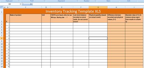 Inventory Tracking Spreadsheet Template Excel