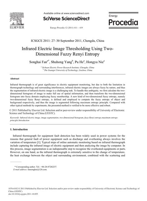 Pdf Infrared Electric Image Thresholding Using Two Dimensional Fuzzy