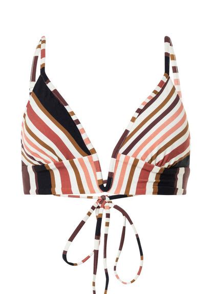Maaji Burgundy Barcode Parade Long Line Triangle Bikini Top
