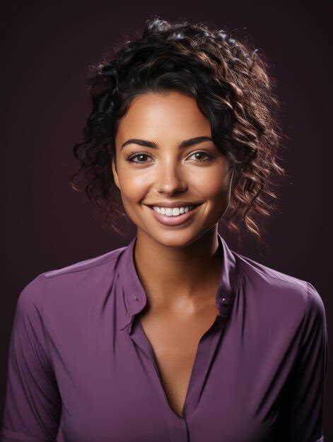 Smiling Woman With Curly Hair Premium Ai Generated Image