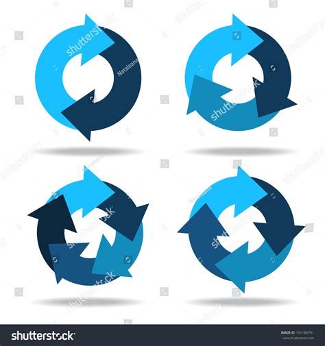 Set Icons Circle Arrows Cyclical Process Stock Vector 191184791