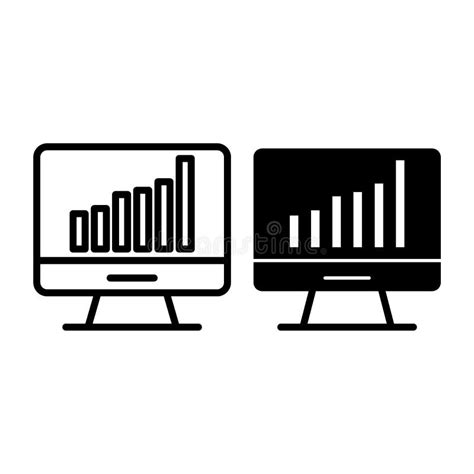 computer chart line and glyph icon computer with graph vector