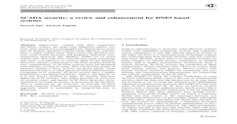 Pdf Scada Security A Review And Enhancement For Dnp3 Based · Scada Security A Review And