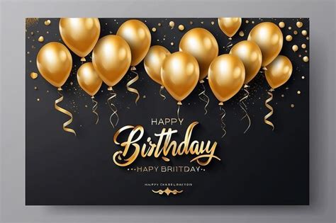 Premium Photo Elegant Golden Balloon Happy Birthday Celebration Card