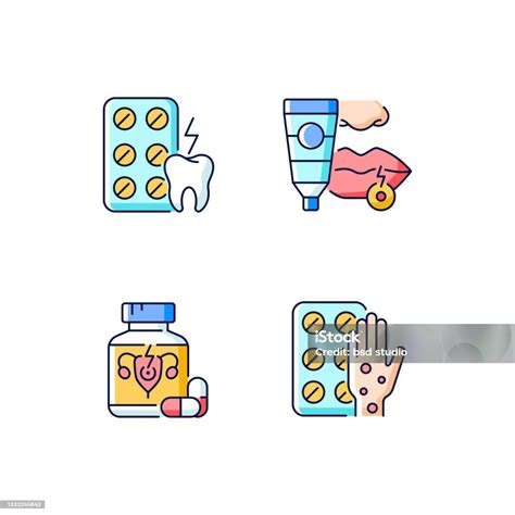 질병 치료 Rgb 색상 아이콘 세트 0명에 대한 스톡 벡터 아트 및 기타 이미지 0명 개념 개체 그룹 Istock