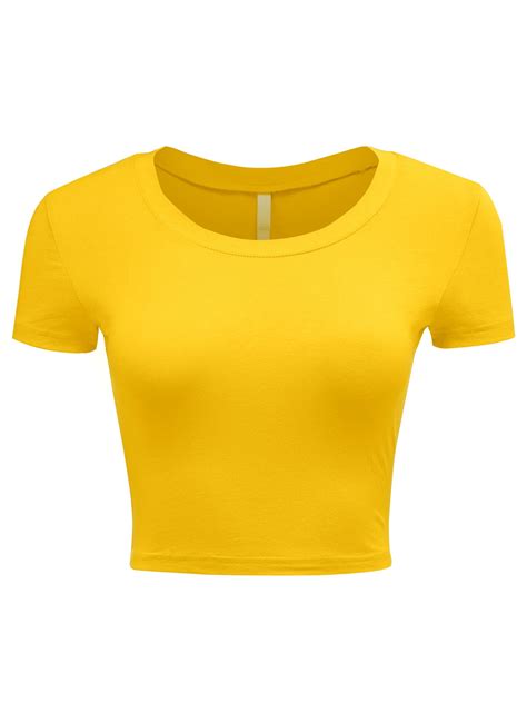 Womens Casual Slim Fit Short Sleeve Crew Neck Basic Crop Top T Shirts