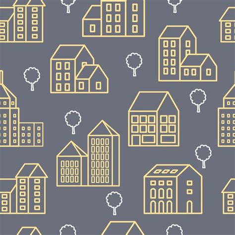 Premium Vector Seamless Repeating Linear Pattern Of Urban Buildings And Structures