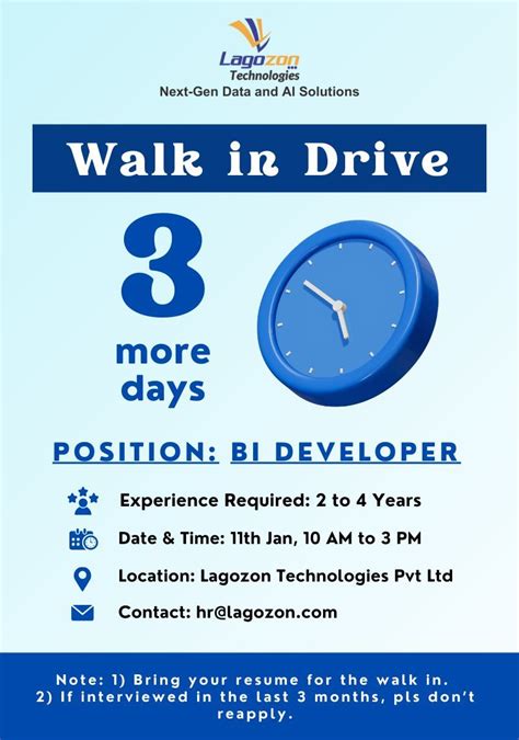 3daysleft Walkininterview Hiringalert Bideveloper Joinlagozon