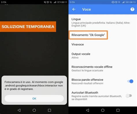 Al momento google android googlequicksearchbox interactor non è in