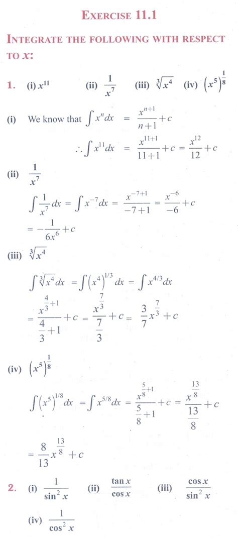 Exercise 111 Basic Rules Or Formula Of Integration Problem