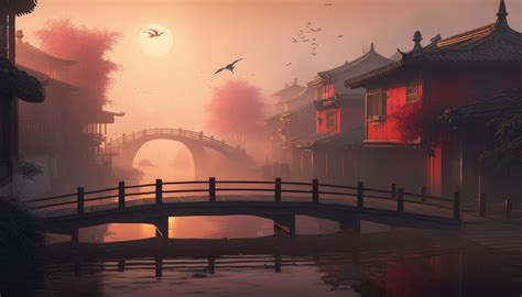 배경 화면 Ai Art 삽화 다리 중국 마을 4579x2616 Alx 2226282 배경 화면 Wallhere