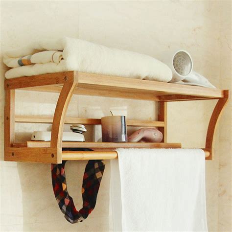 Wall Mounted Bath Shelf With Towel Bar Rispa