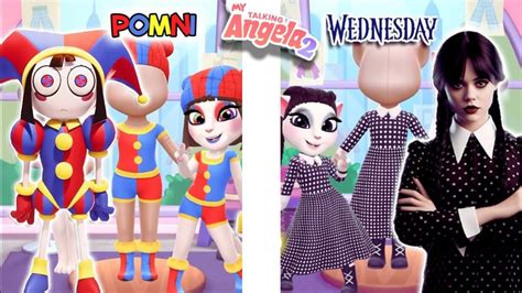 My Talking Angela 2 Pomni Vs Wednesday New Update Cosplay Youtube
