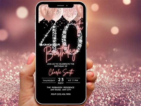Womens 40th Birthday Invitation Digital 40th Birthday For Etsy