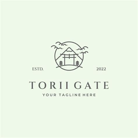 Torii Gate Dessin Au Trait Icône Logo Vintage Voyage Minimaliste Pour
