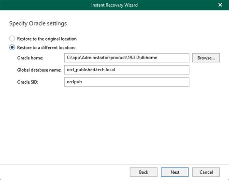 Step 5 Specify Oracle Settings Veeam Backup Explorers Guide