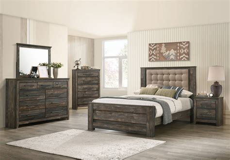 Ridgedale 5pc Weathered Dark Brown King Bedroom Set Oversized Aetna