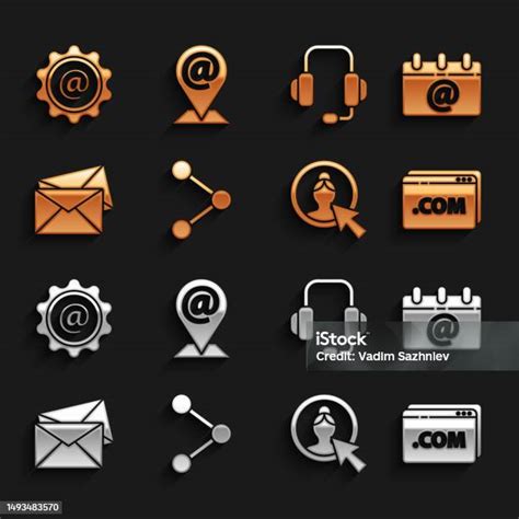 공유 이메일이 포함된 캘린더 웹사이트 템플릿 계정 생성 화면 봉투 헤드폰 메일 및 이메일 위치 아이콘을 설정합니다 벡터 Brand Name Online Messaging