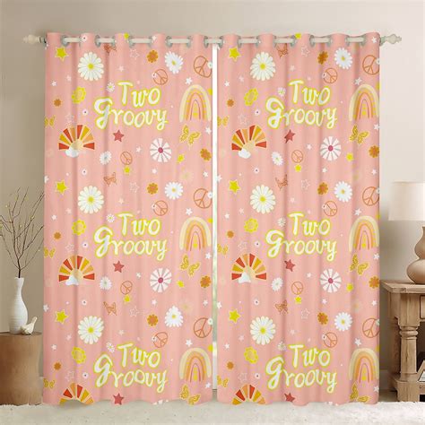 Yst 90s Groovy Flower Blackout Curtains 60s 70s Hippie Flower Curtains