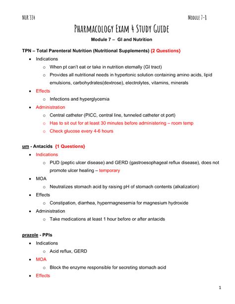 Nur 334 Pharmacolgy Exam 4 Study Guide Nur 334 Module 7 8