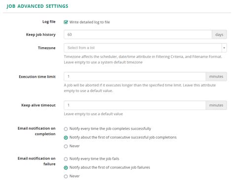 Job Advanced Settings Miarec Documentation