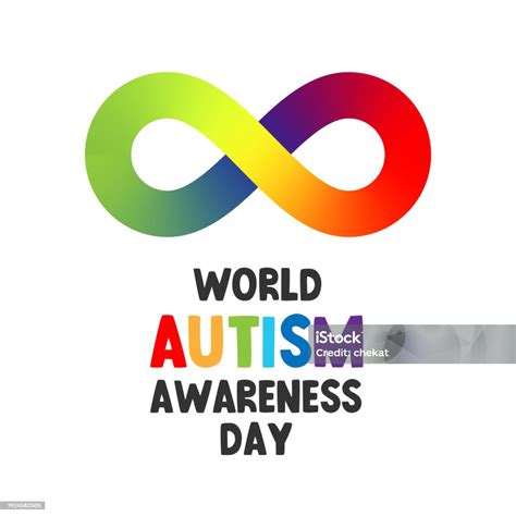 세계 자폐증 인식의 날 아름 다운 무지개 무한대 기호입니다 세련 된 레터링 벡터 일러스트 레이 션 0명에 대한 스톡 벡터 아트 및 기타 이미지 Istock