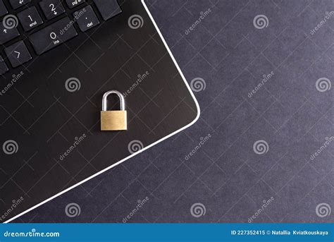 Golden Padlock On Laptop Keyboard Information Security Protection Password Stock Image Image
