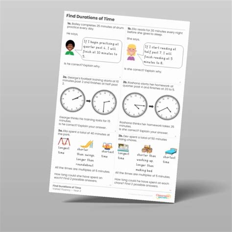 Year 2 Find Durations Of Time Reasoning And Problem Solving 2 Resource Classroom Secrets