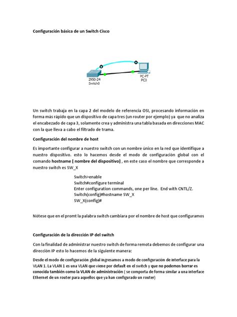 Configuración Básica De Un Switch Cisco Pdf Conmutador De Red