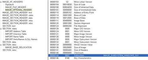 Image Optional Header View In Peview Program The Header Portion