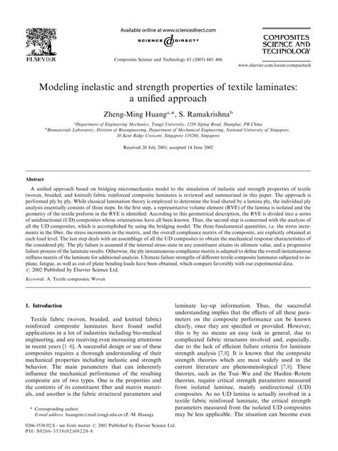 PDF Modeling Inelastic And Strength Properties Of Textile Laminates A Unified Approach