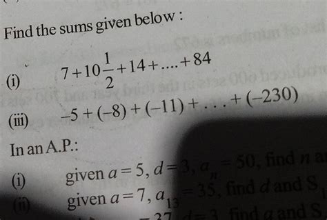 Find The Sums Given Below I 71021 1484iii −5−8−11−