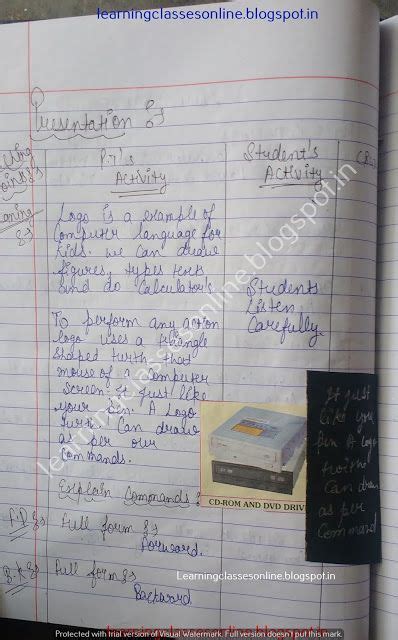 Computer Science Teaching Lesson Plan Practical File Bed Topic Use Of Logo Command