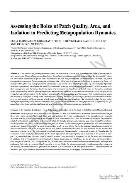 Pdf Assessing The Roles Of Patch Quality Area And Isolation In Predicting Metapopulation