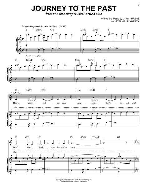 Stephen Flaherty Journey To The Past Sheet Music For Easy Piano