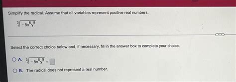 [answered] simplify the radical assume that all variables represent