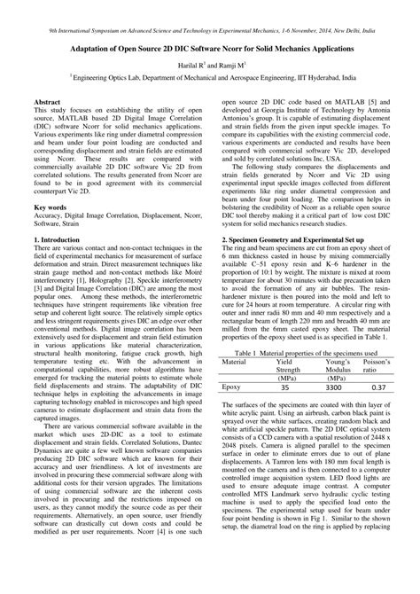 pdf adaptation of open source 2d dic software ncorr for solid