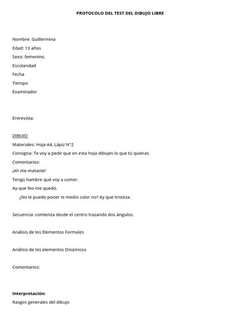 Protocolo Del Test Del Dibujo Libre Docx 20230830 191210 0000 Pdf