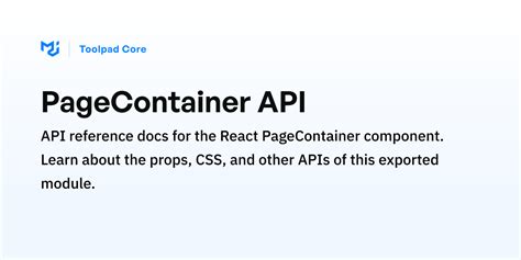 pagecontainer api toolpad core
