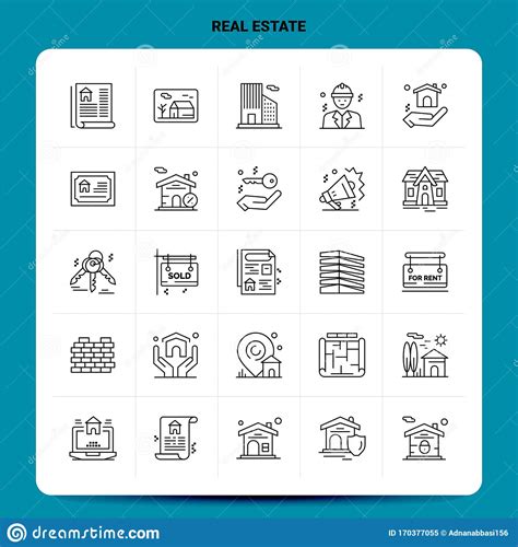 Outline 25 Real Estate Icon Set Vector Line Style Design Black Icons