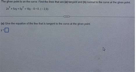 Solved The Given Point Is On The Curve Find The Lines That Chegg