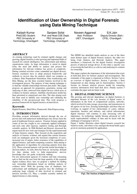 Pdf Identification Of User Ownership In Digital Forensic Using Data Mining Technique