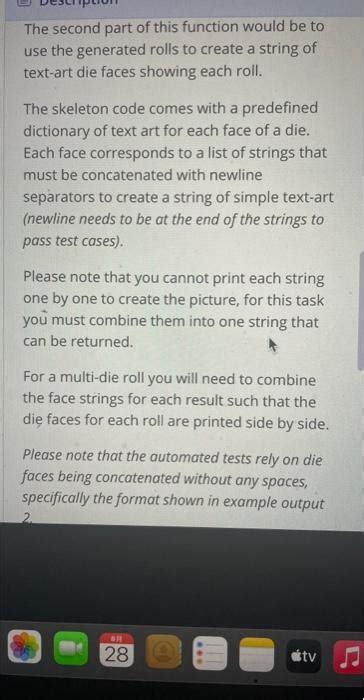 Solved Of Each Dice Roll A String Combining The Provided