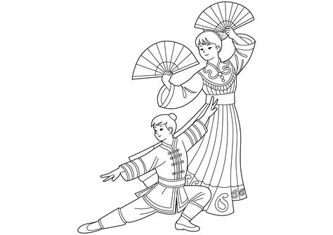 Chinese Folk Dance Coloring Image