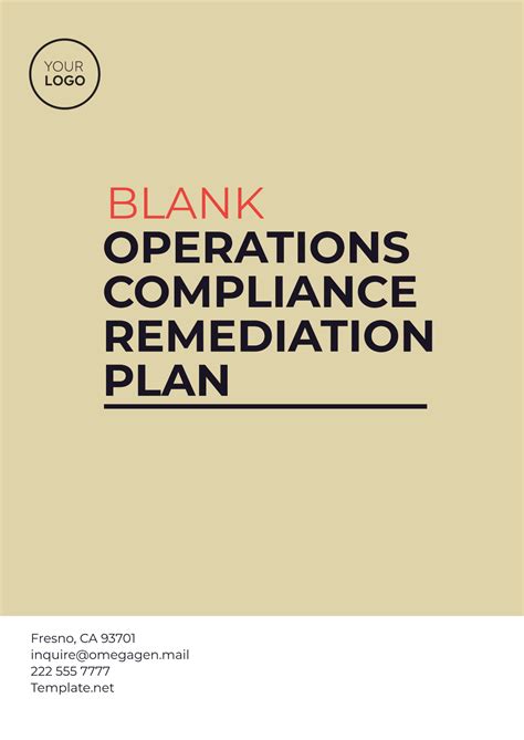 Free Blank Operations Compliance Remediation Plan Template To Edit Online